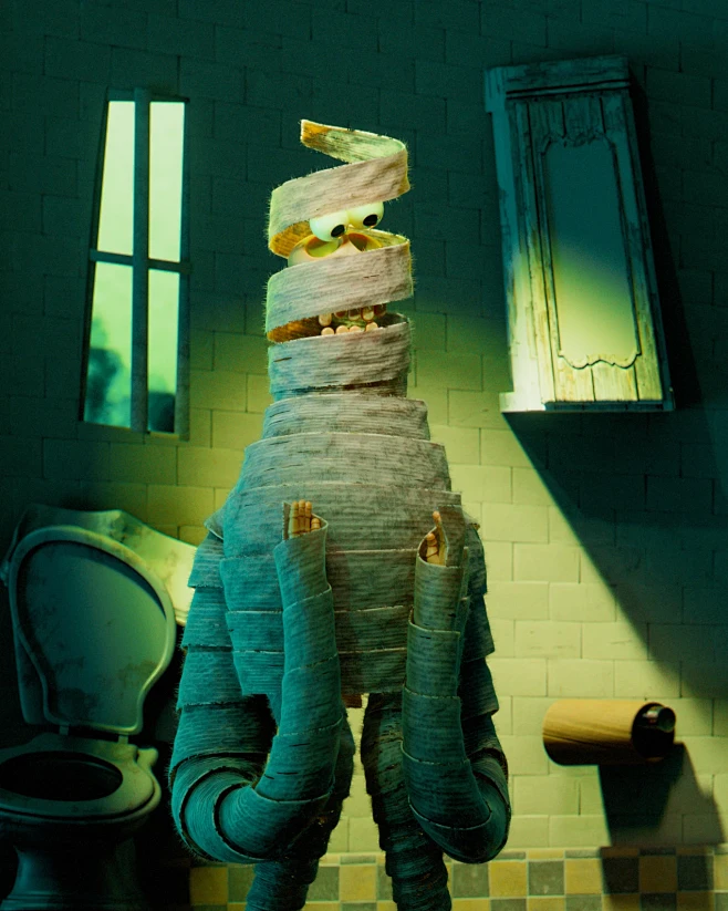 mummy scroll doomscroll toiletpaper TP papyrus spooky Halloween 3D-花瓣网