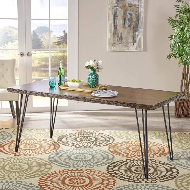 70.5" Chana Industrial Live Edge Rectangular Dining Table Natural - Christopher Knight Home ...