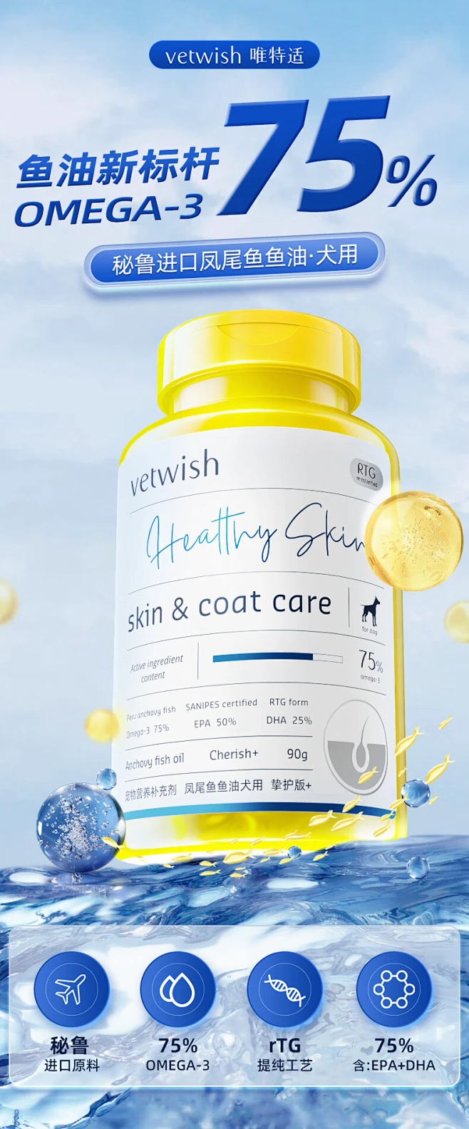 【VETWISH犬用鱼油90g】vetwish唯特适IFOS认证犬用鱼油宠物美毛护肤深海猫咪狗狗鱼油胶囊凤尾鱼鱼油90g/90粒【行情 报价 价格 评测】-京东-花瓣网