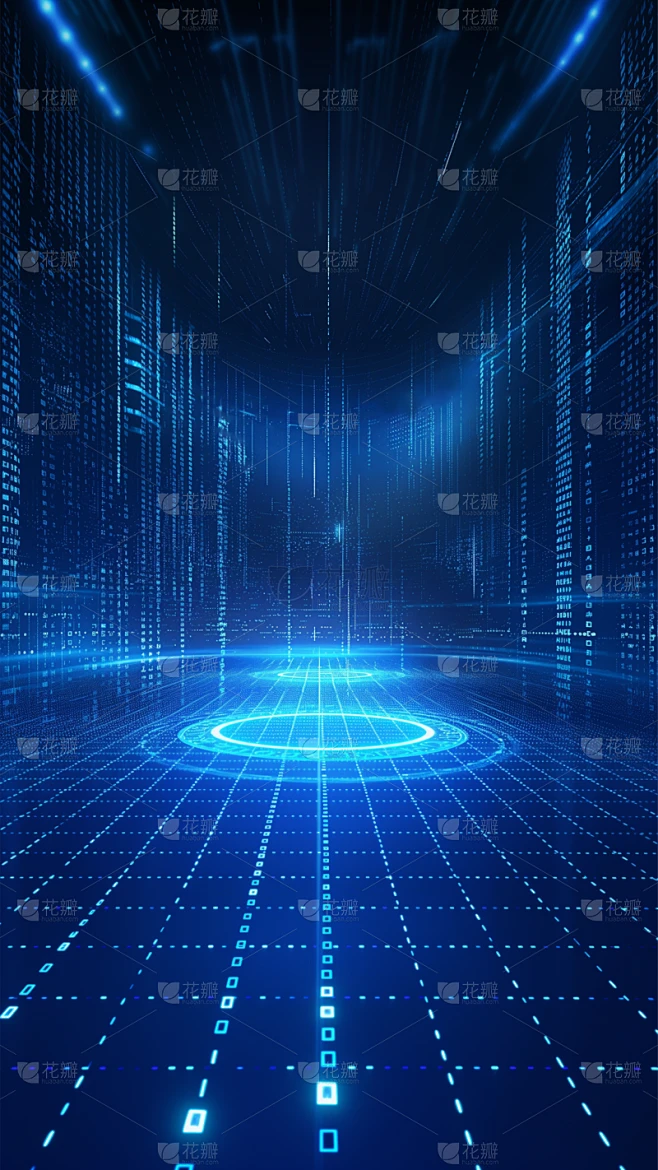 科技风系列蓝色科技感科技光效-空间通用背景素材素材-花瓣网