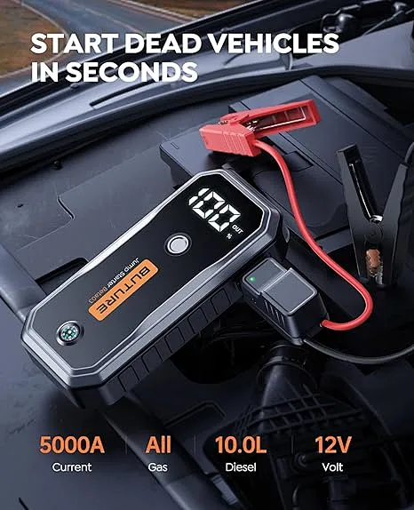 Amazon.com: BUTURE 5000A Car Battery Jump Starter (All Gas/10L Diesel ...