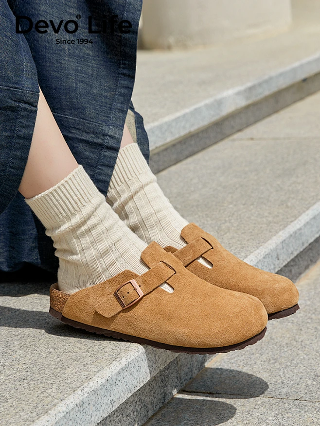 Devo Life【邓恩熙同款】软木拖鞋男女休闲包头拖鞋外穿拖鞋 3624-tmall.com天猫-花瓣网