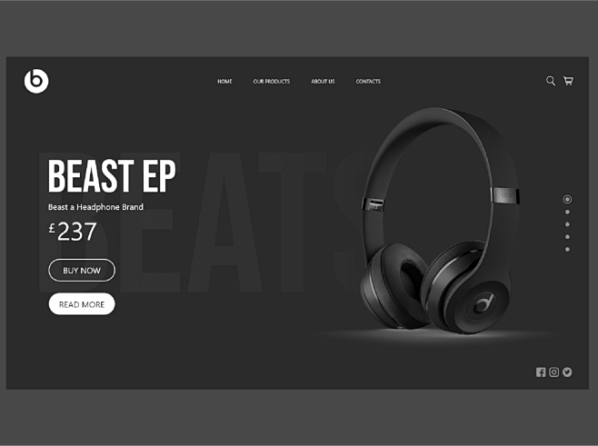 Beats headphones promotion web UI design art headphone company ecommer