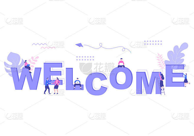 欢迎矢量插图打开网页，横幅，演示，社会媒体，文件，海报，或贺卡