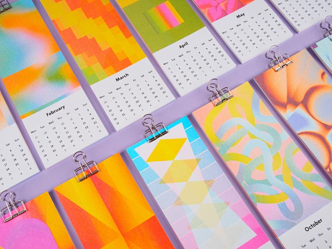risograph print design calendar graphic design colorful gradients ...