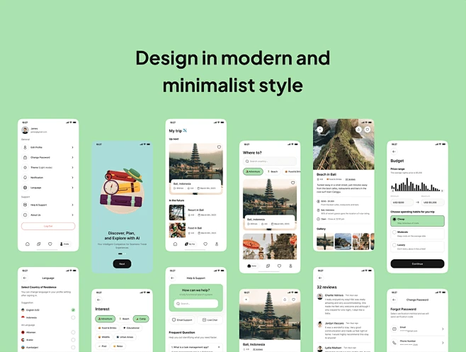 TRIPERZ – AI Trip Planner App UI Kit 35屏旅游灵感游记分享旅行计划app界面UI设计素材_UIGUI-花瓣网