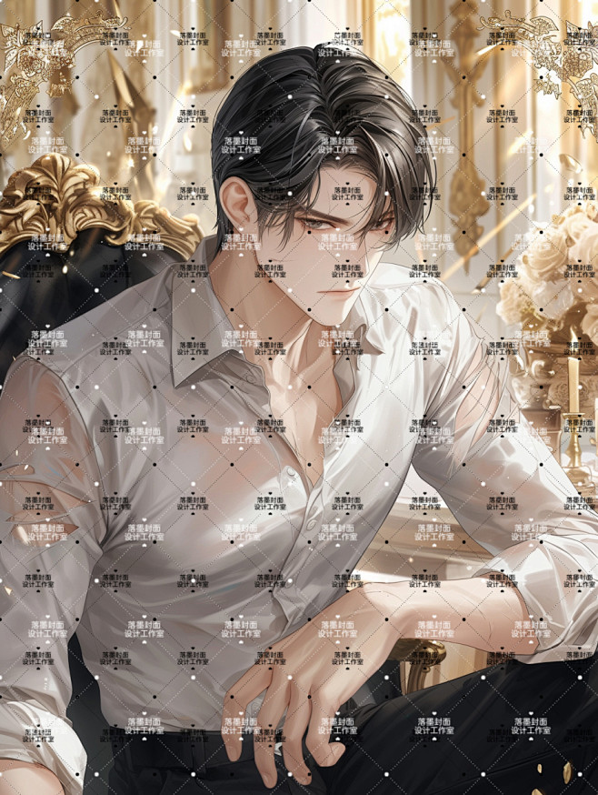 AI版权图现代耽美男358