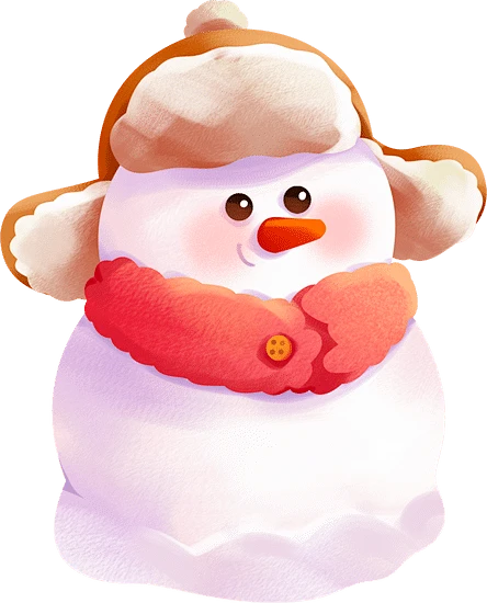 儿童冬令营手绘场景插画-戴帽子的雪人-花瓣网