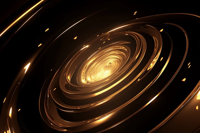 fhmmkt2355_3d_modeling_illustration_golden_spiral_black_backgro ...