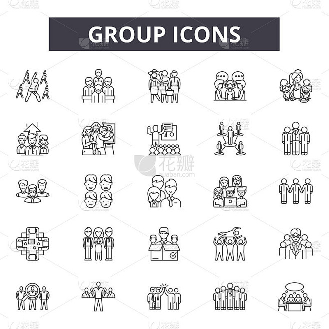 Group line icons for web and mobile design. Editab