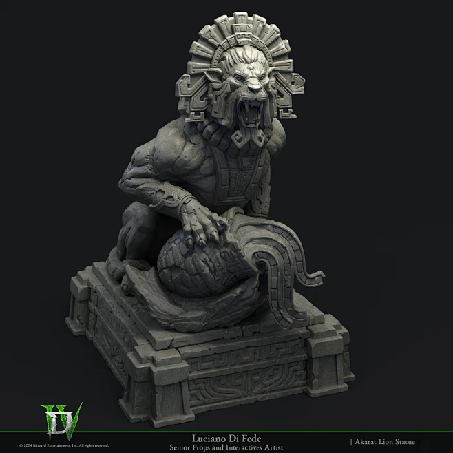 Diablo IV - Vessel Of Hatred | Akarat Lion Form - Statue Asset-花瓣网