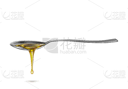 spoon with pouring drip oil isolated on white