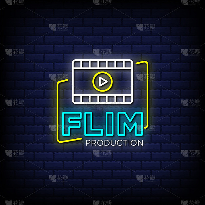 Flim production neon signs style text