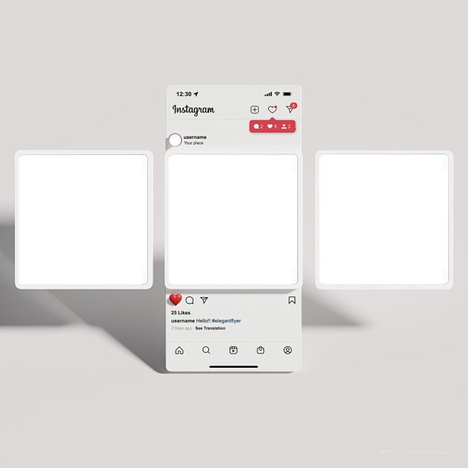 立体创意ins界面手机ui模型psd样机