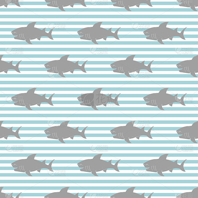 Shark seamless pattern, Hand drawn sketched doodle