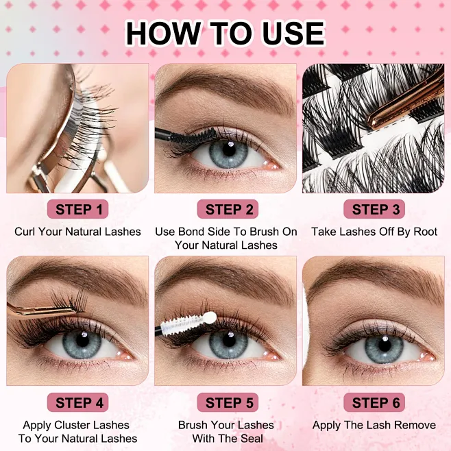 Amazon.com: Eyelash Extension Kit, MERETON DIY Natural D Curl Lash Clusters 144 Pcs, Tweezer ...