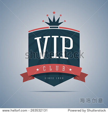 Vip club sign with ribbon, crown and stars. Vector illustration.-符号/标志 ...