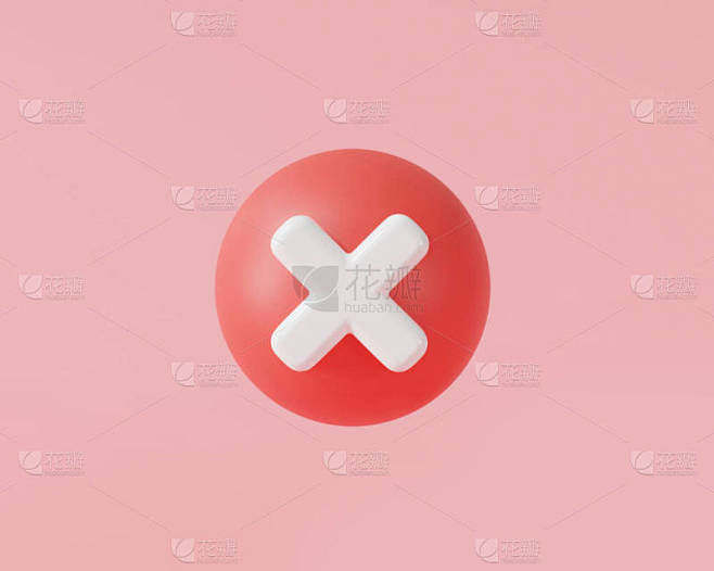 3d red wrong mark icon in a circle isolated on pi