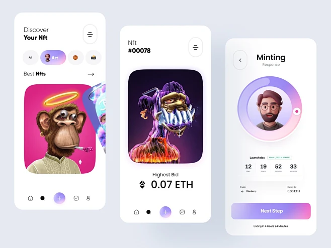 Nft mobile app app app design crypto minting mobile nft nft app nft market nft mobile app-花瓣网