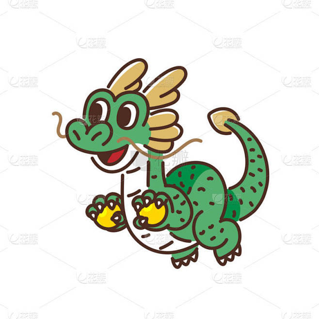 Illustration of a flying dragon character