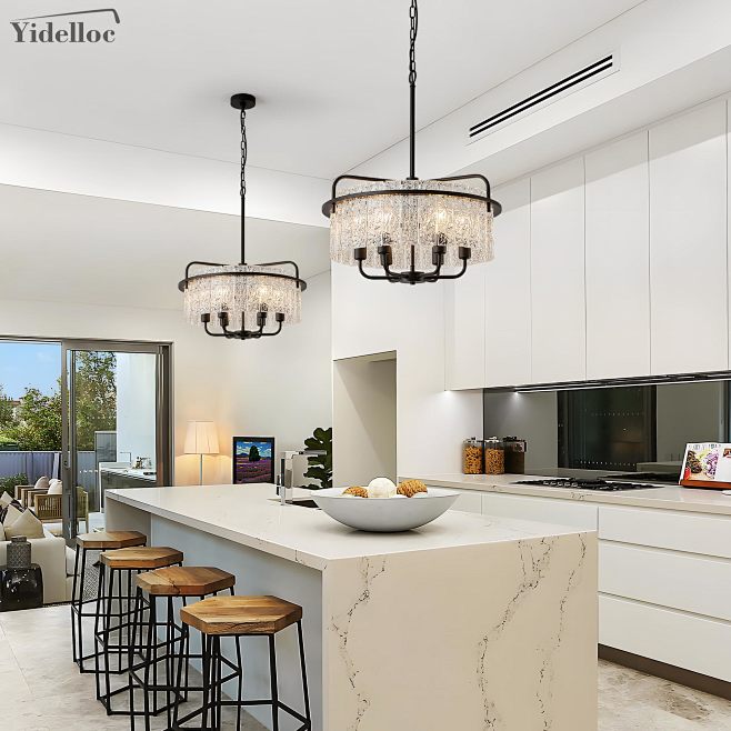 Amazon.com: Yidelloc Modern Black Glass Chandeliers for Dining Room ...