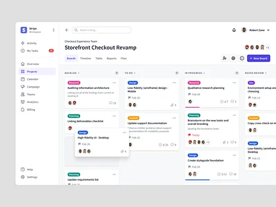 Kanban View Concept productivity team management web design tasks task ...