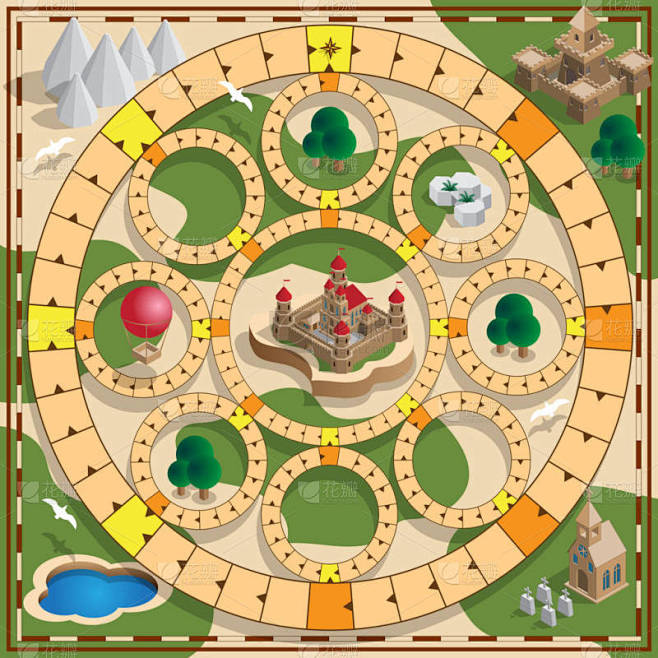 中世纪主题的棋盘游戏。应用程序游戏用户界面的向量设计.