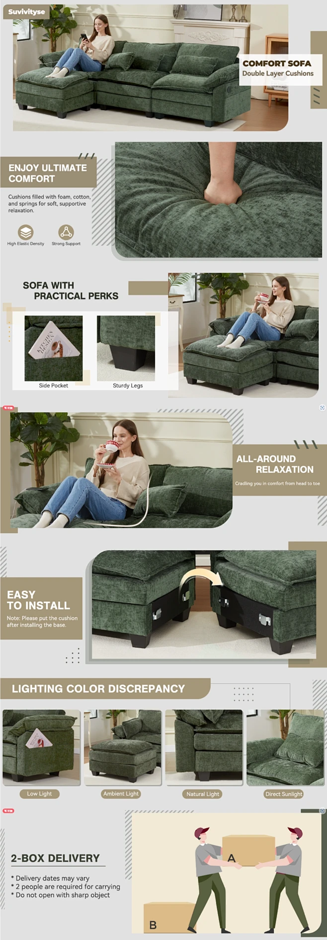 Amazon.com: Suvivityse Modular Sectional Sofa for Living Room, Cloud ...