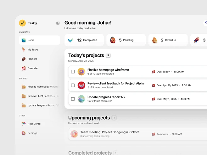 Taskly - Task Management Dashboard-花瓣网
