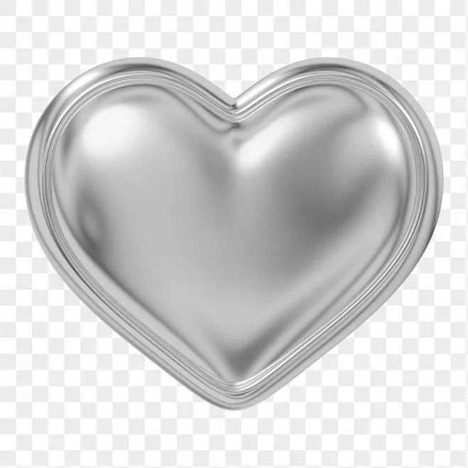 Download premium png of Metallic silver heart png 3D element ...