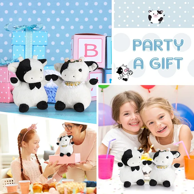 Amazon.com: HyDren 2 Pcs Gentleman Lady Cow Stuffed Animals Kawaii Cute ...