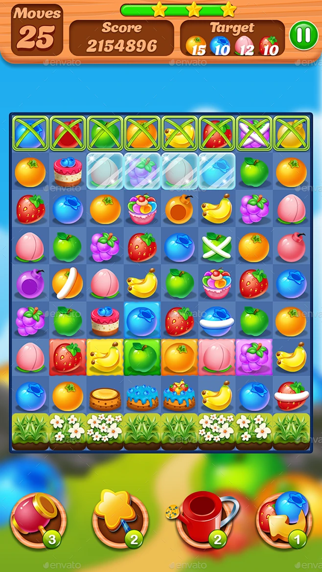 Fruit Match 3 Game Assets-花瓣网