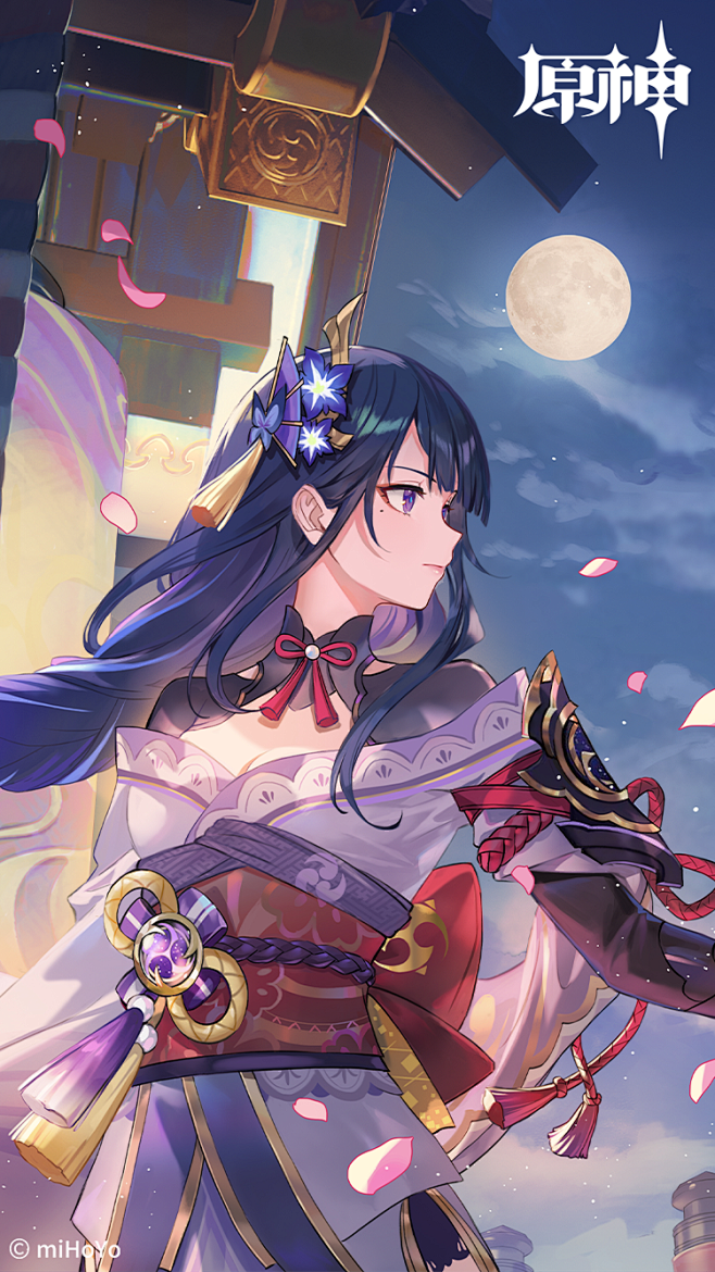 官方宣传图系列壁纸-薄樱初绽时-雷电将军八重神子-750*1334