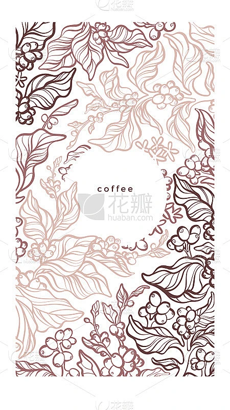 咖啡树。矢量图形枝、叶、豆素材-花瓣网