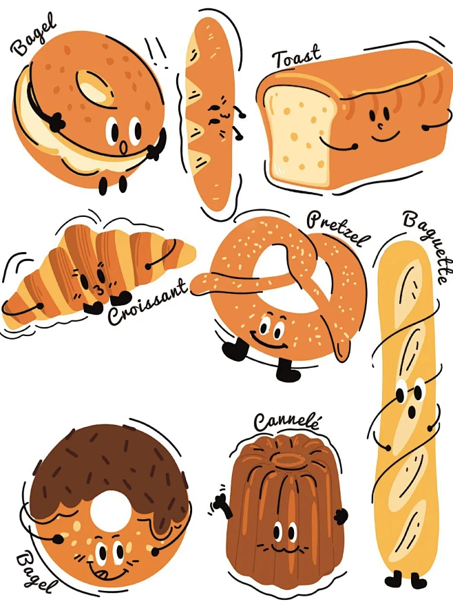 卡通面包-花瓣网