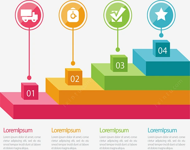 立体彩色阶梯图表ai免抠素材_新图网 https://ixintu.com 矢量png 步骤图 彩色阶梯 阶梯图表 流程图 年终总结-花瓣网