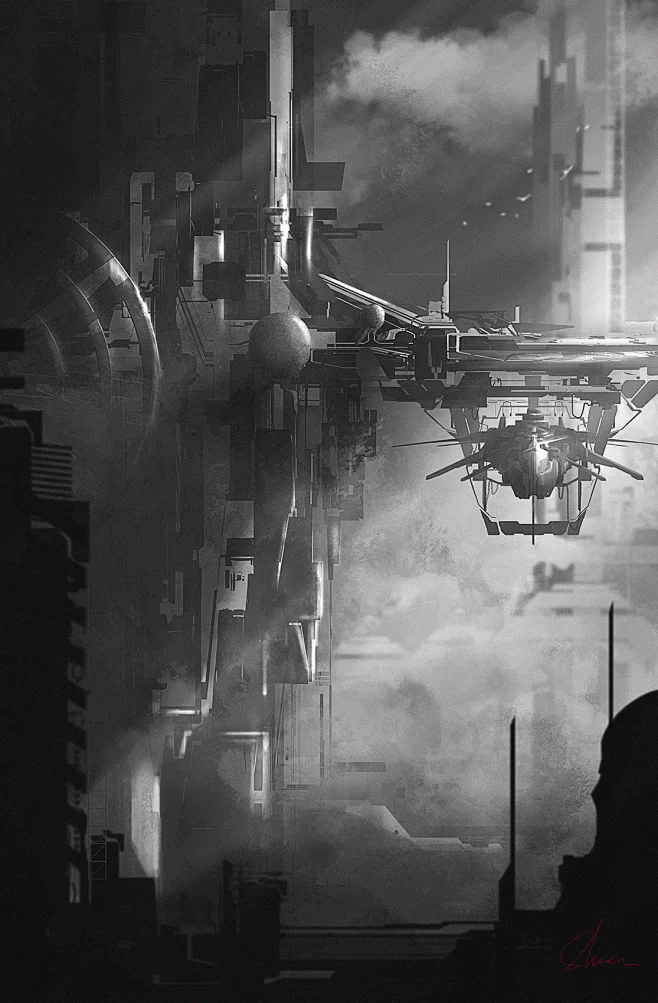 Greyscale Thumbnail 2 Sci-Fi, Sebastien Hue : Some studies in greyscale ...