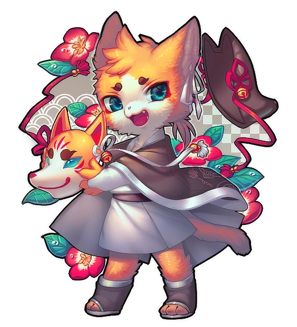 兽人 猫咪 插画 萌系 q版 可爱 和风-花瓣网