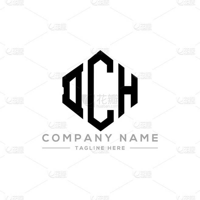 DCH letter logo design with polygon shape. DCH pol