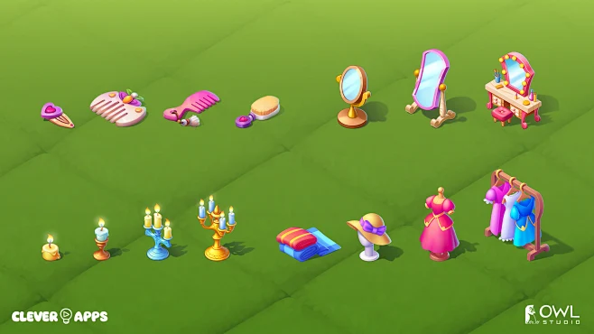 Noai owl studio Game Art Merge props rapunzel chameleon dresses Magic fairy tale-花瓣网