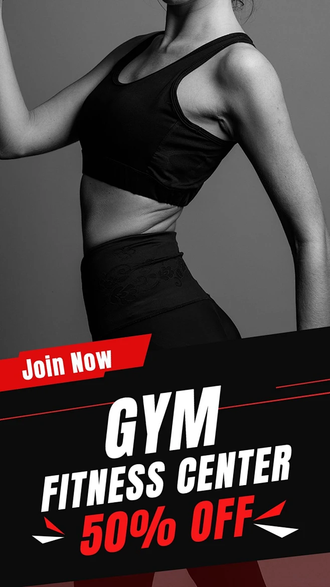Red Line Element Gym Membership Discount Promo Sale Ecommerce Story素材-花瓣网