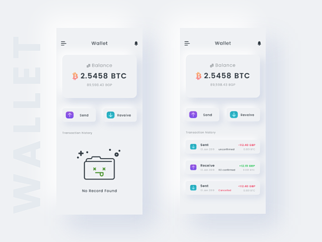 Neumorphic 风格钱包app ui .xd素材下载 - 豆皮儿