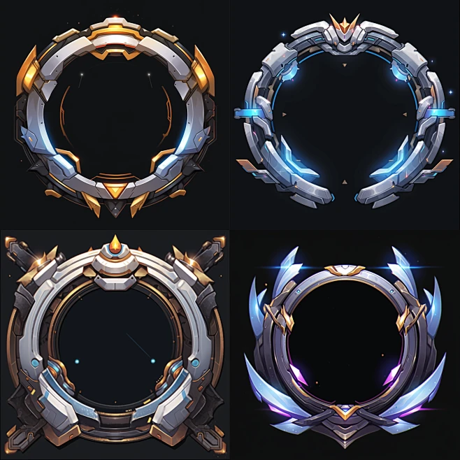 hulei181717_A_game_avatar_frame_with_round_metal_border_on_a_bl ...