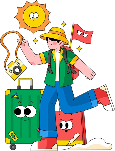 【米图网-52mitu.com】露营 踏青 插画 人物 手绘 配图 野餐 行李箱露营-花瓣网