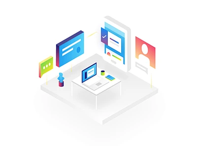 Coder Isometric Illustration-花瓣网