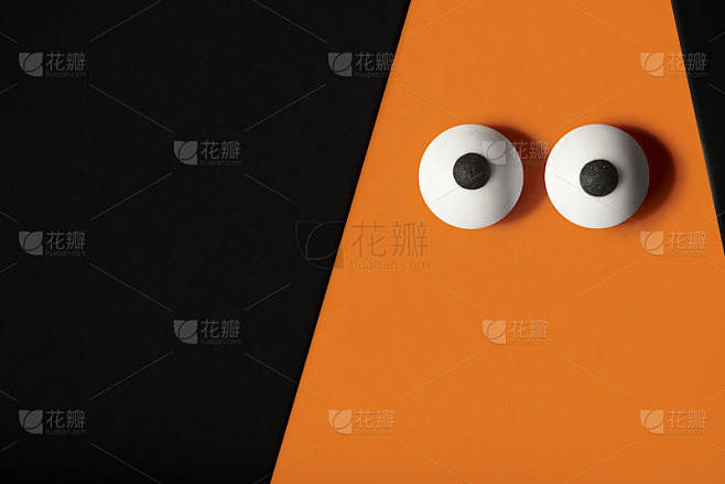 Halloween background, Orange ghost with bulging ey