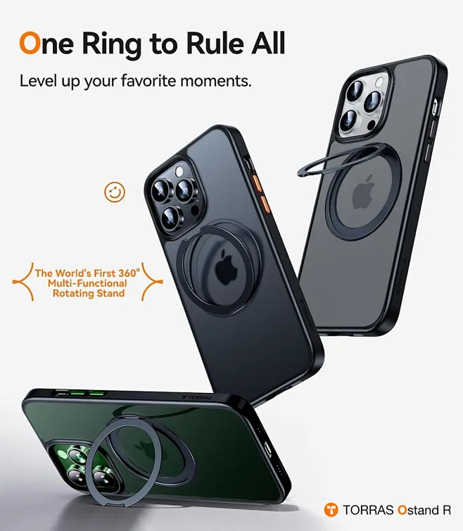 Amazon.com: TORRAS 360° Rotatable Ring for iPhone 13 Pro Max Case, Compatible with Magsafe with ...