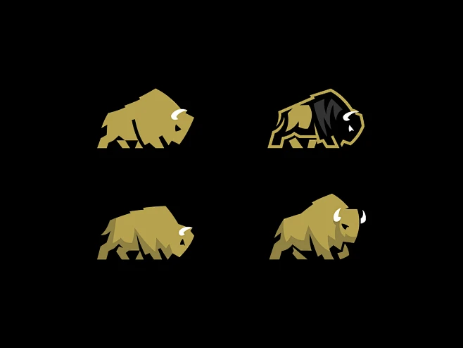 Gold Bison / Buffalo aggressive animal logo bison bison logo buffalo ...