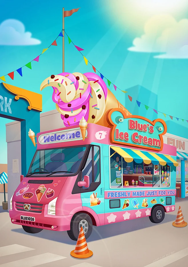Ice cream car-花瓣网