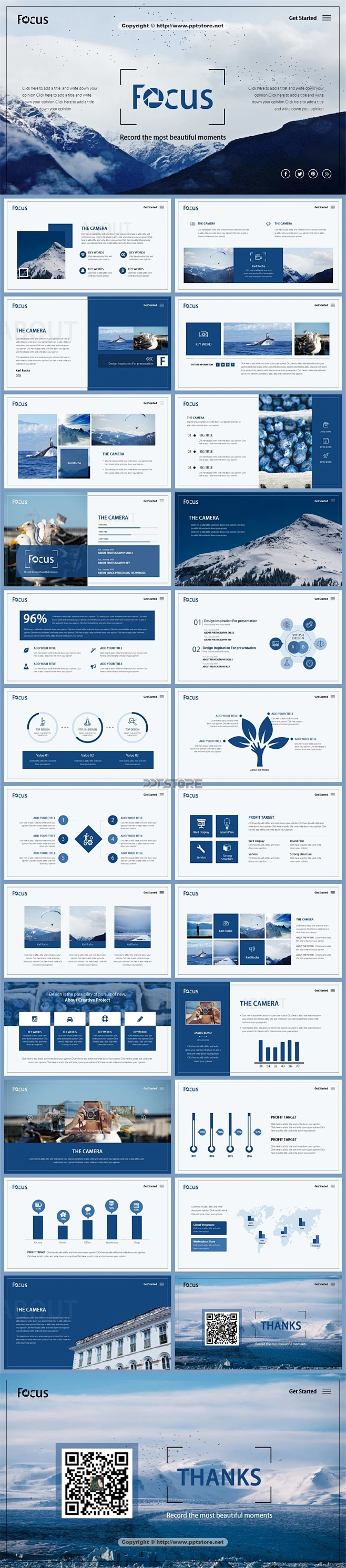 【最美画报】深蓝色块与黑色线条1.0PPT模板 #排版# #色彩#-花瓣网